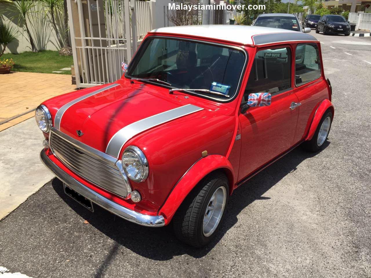 Unique Red Mini Cooper With Silver Bonnet Stripes